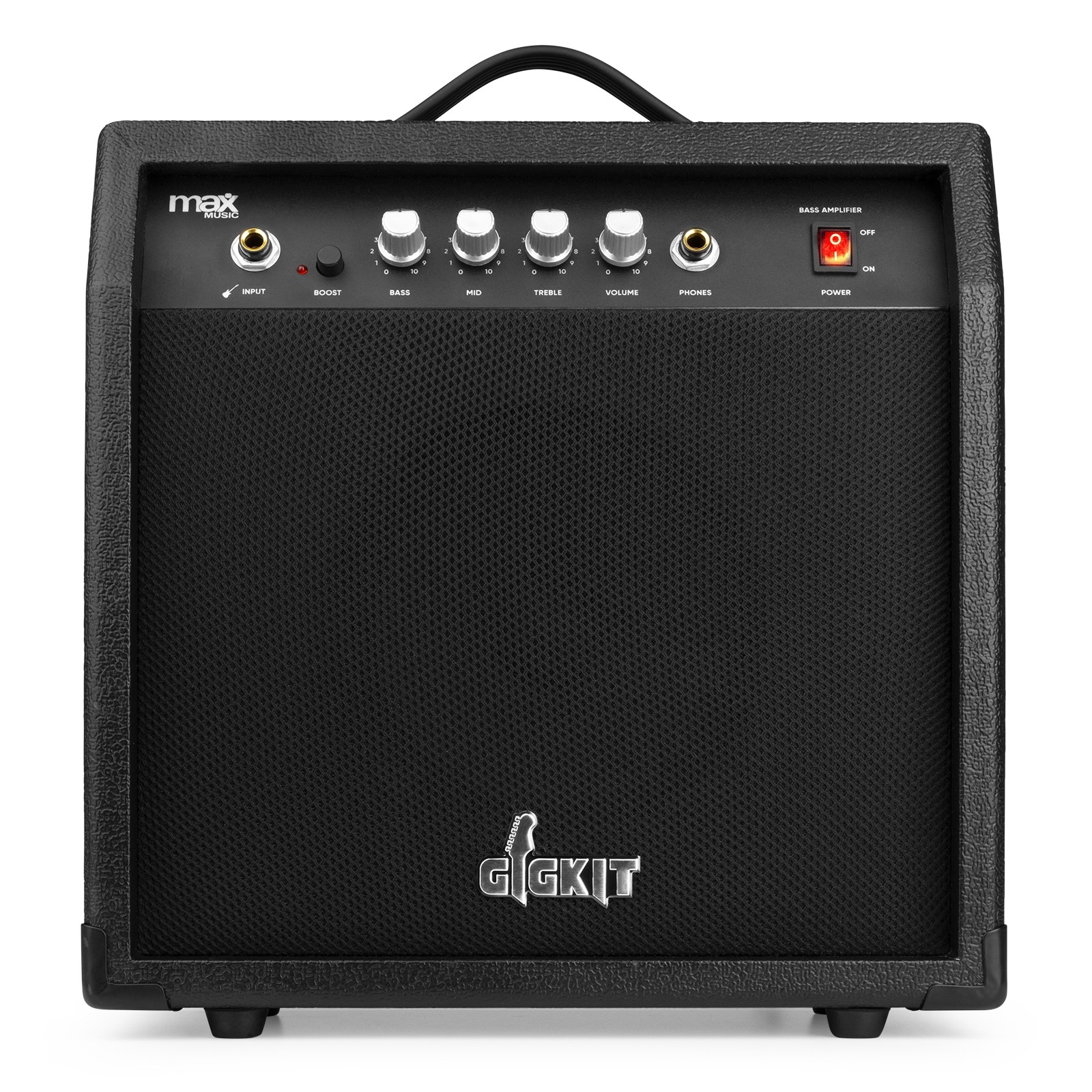 MAX GigKit E-Bass Gitarren Starter-Set mit 40W Verstärker - Weiß