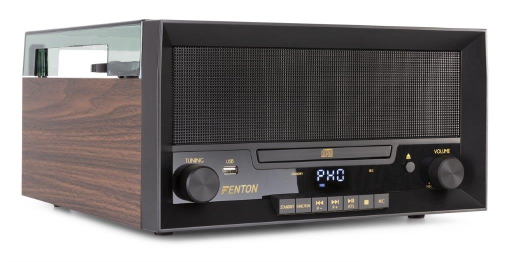 Fenton RP135W Retro Plattenspieler mit CD, USB, Bluetooth und FM-Radio ...