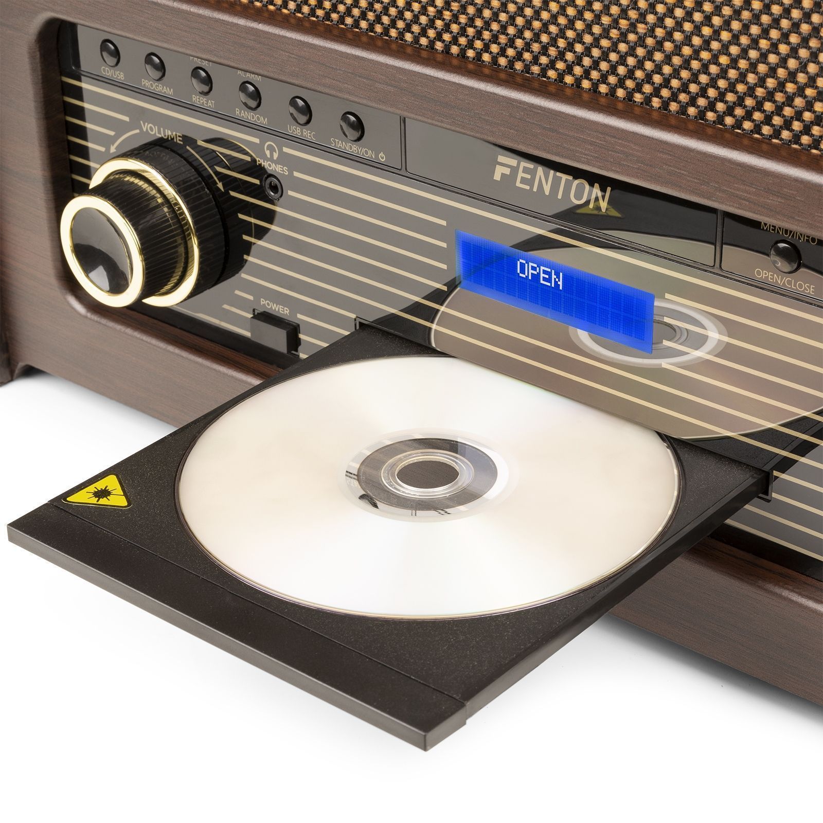 Fenton Nashville Retro-Plattenspieler mit Bluetooth, CD-Player, UKW ...